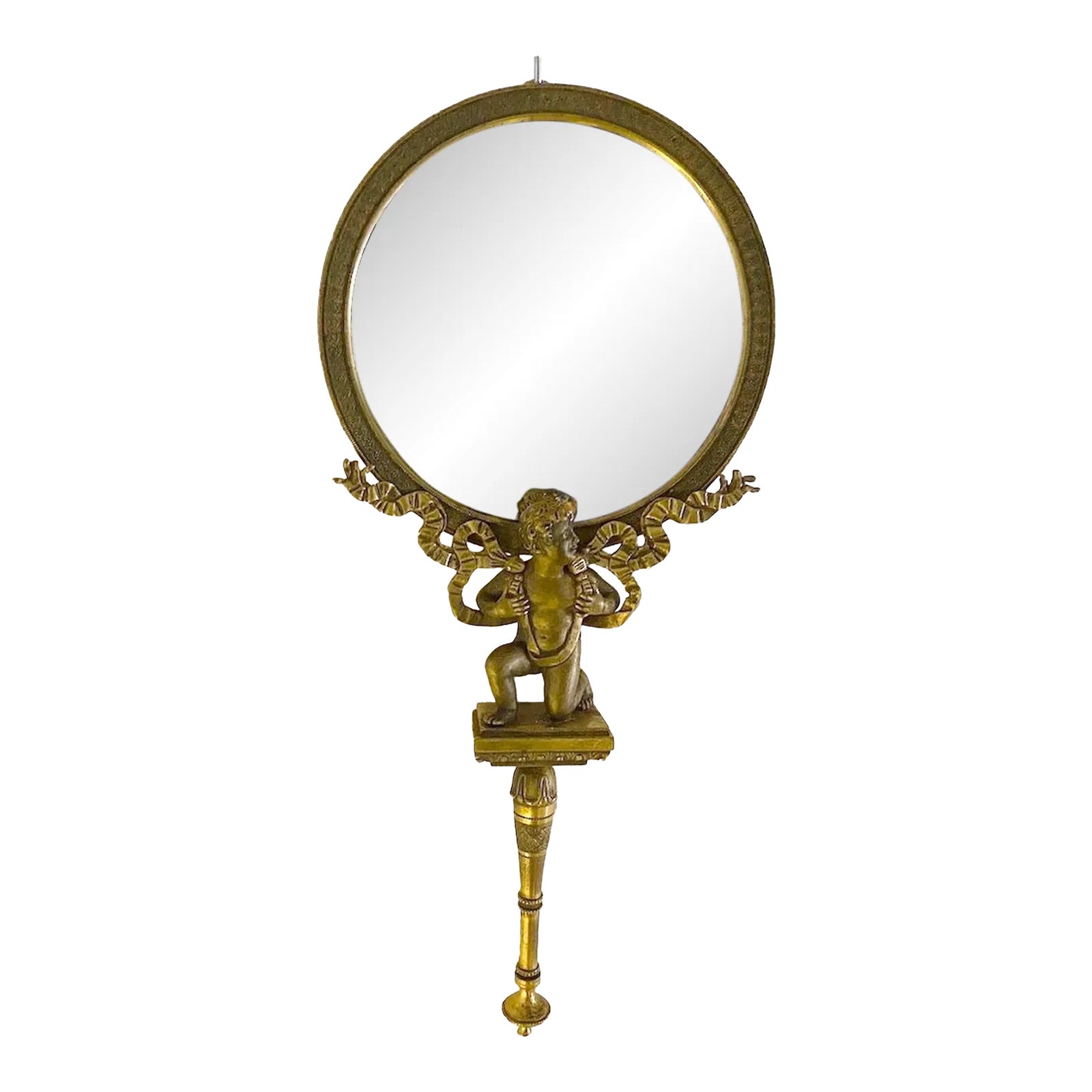 19th Century French Bronze Hand Vanity Mirror | Chairish