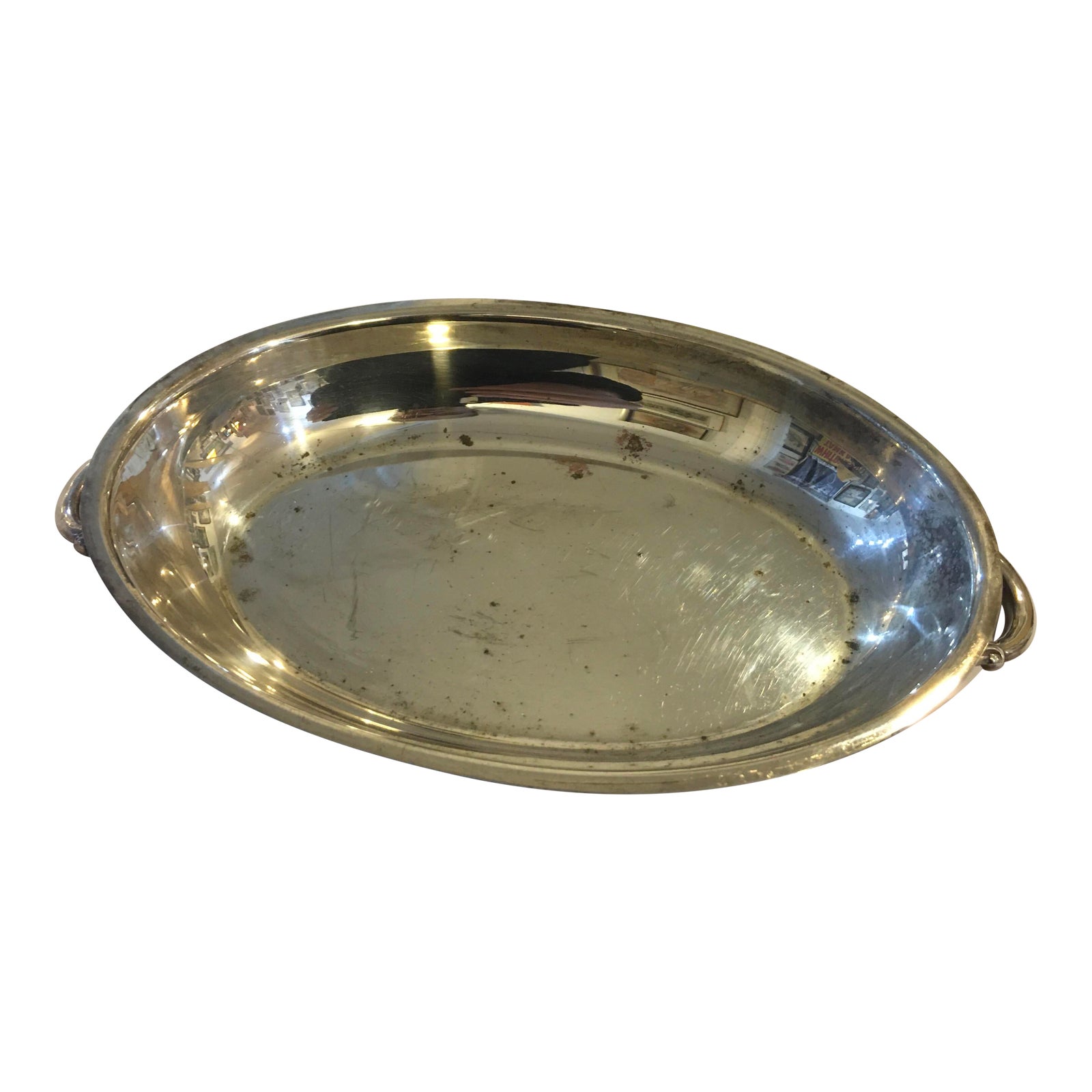 Vintage 1960s Oval Silver Plate Serving Dish | Chairish