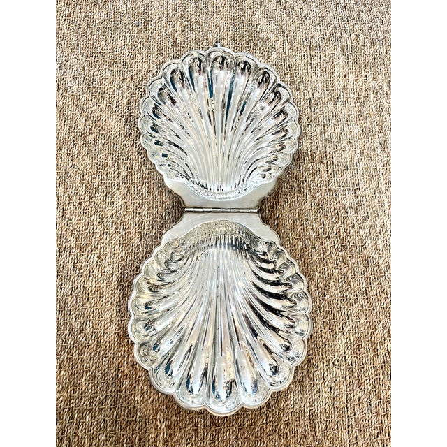 Large Size Vintage Hollywood Regency Style Silver Plate Shell Double ...