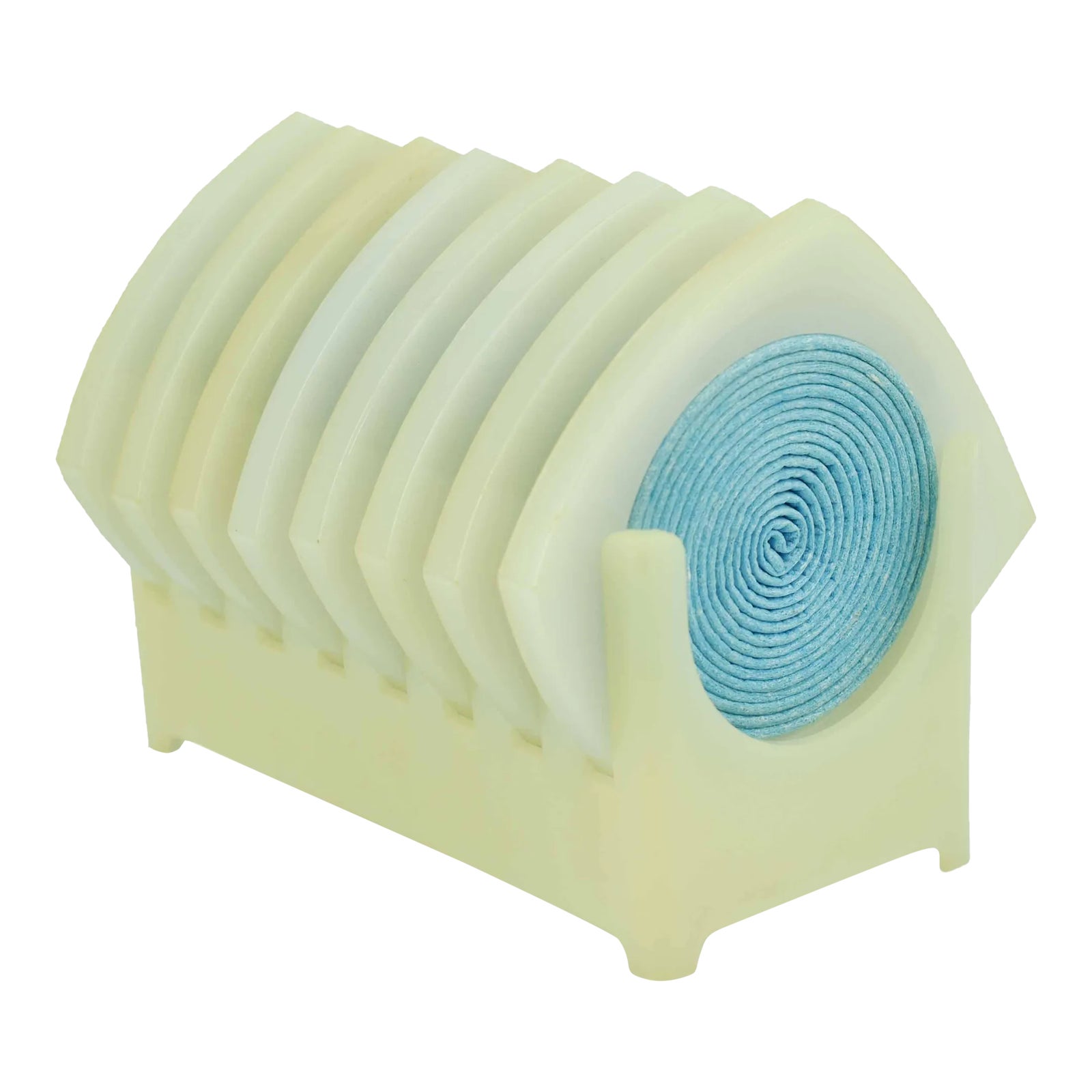 Mid Century Modern Square Coasters With Blue Coil Design and a Stand ...