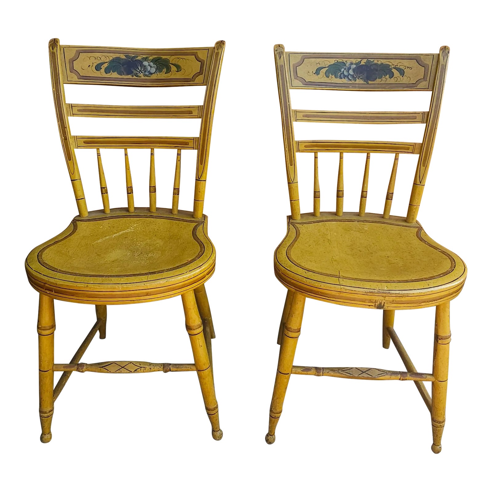 Pair of American Painted and Decorated Fancy Side Chairs, Branded ...