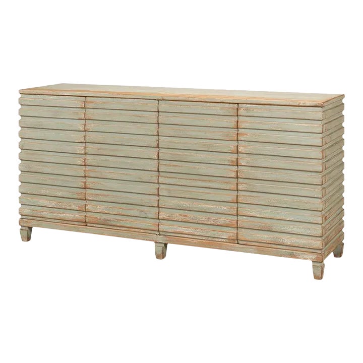 Modern Ribbed Sideboard - Antiqued Sage | Chairish