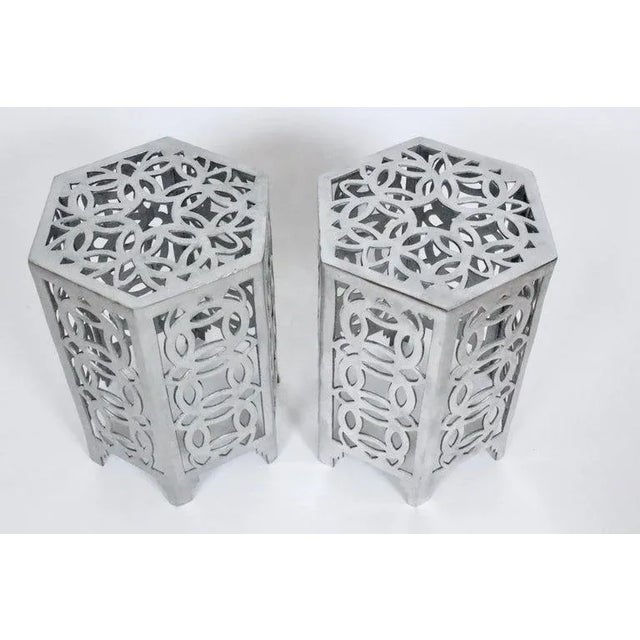 Arthur Court Style Polished Aluminum Chinese Coin Hexagon Tables, 1970 ...