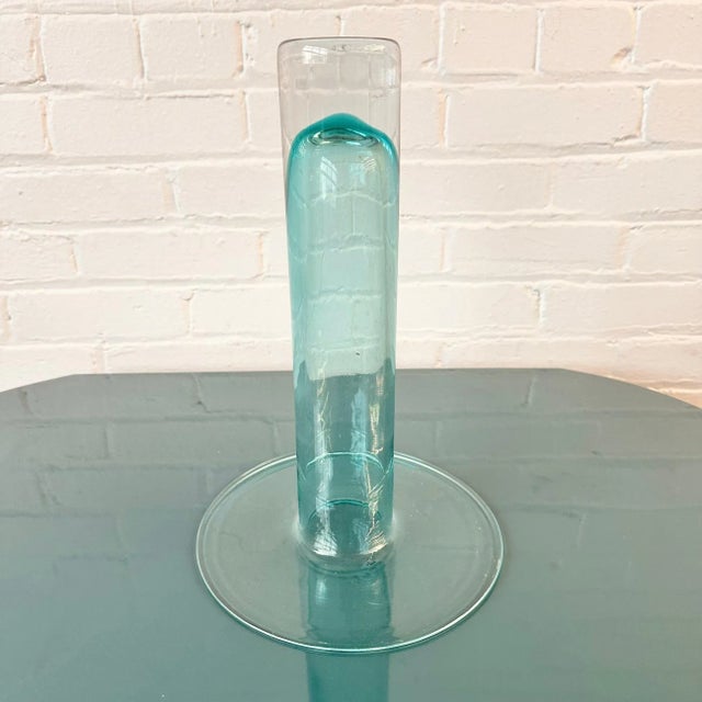 Large Brim Aqua Blue Blenko Vase | Chairish