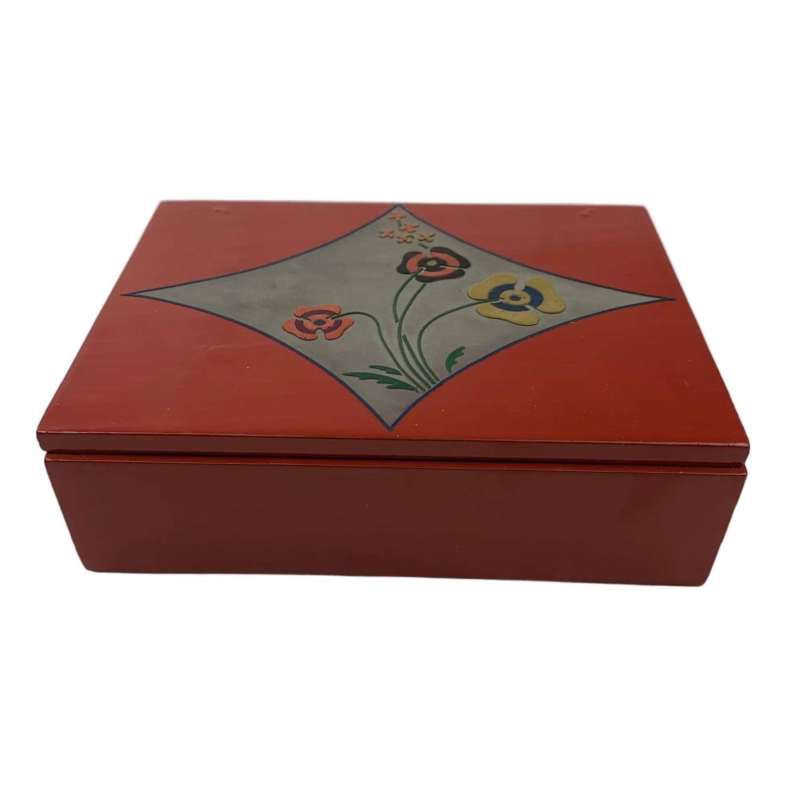 Vintage Japanese Red Lacquer Box | Chairish