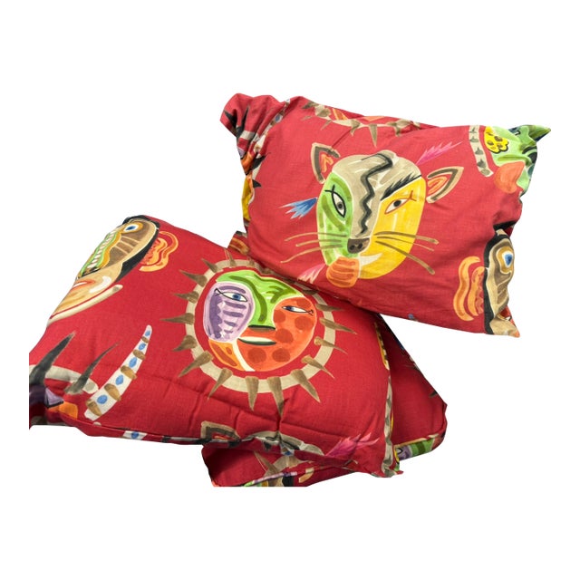 Colorful Linen Pillow Cases Vibrant Abstract Sun & Animal Art Cushions ...
