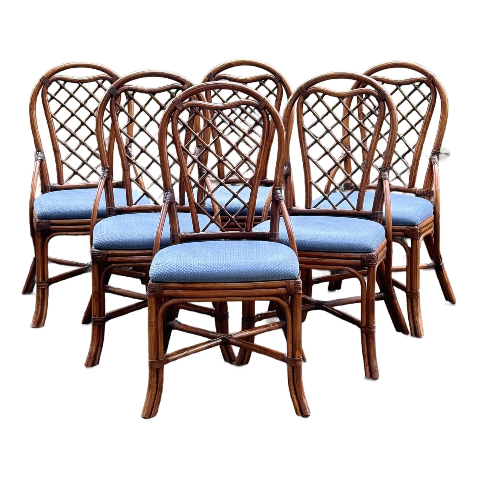 Braxton Culler “Trellis” Rattan Coastal Dining Chairs - Set of 6 | Chairish
