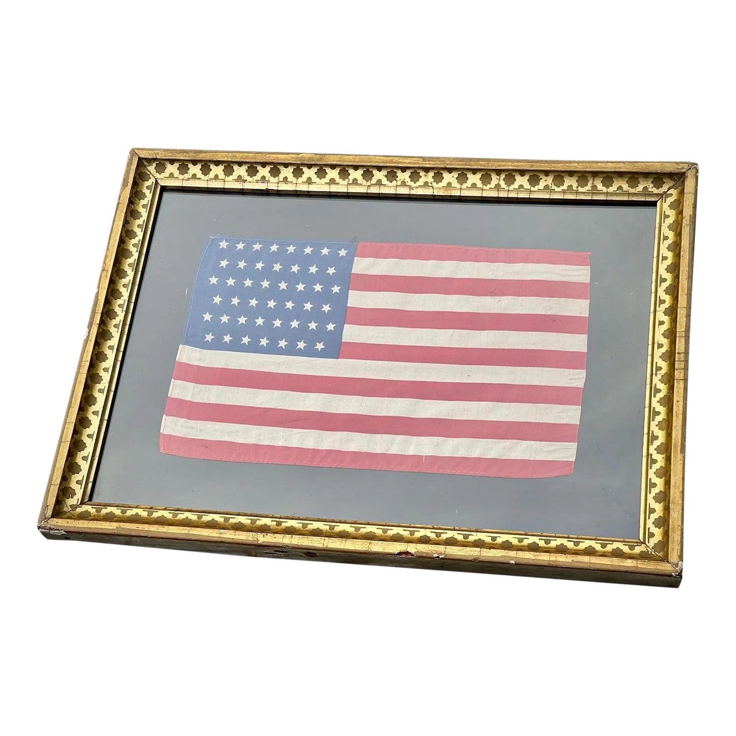 Antique Framed Silk Flag Circa 1890 Flag in Antique Gold Leaf Frame 45 ...
