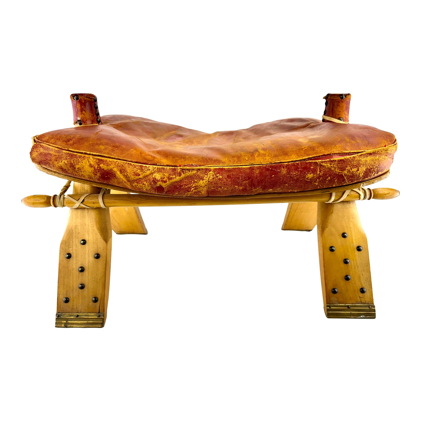 Vintage Mid Century Rimini Egyptian Camel Saddle Foot Stool | Chairish