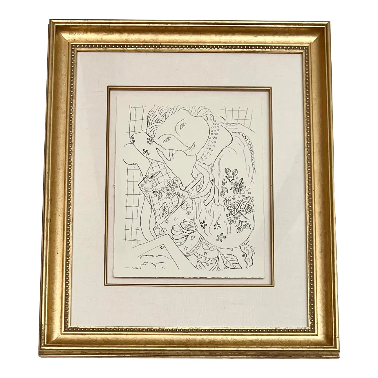 Framed Reproduction Lithograph After Henri Matisse Drawing | Chairish