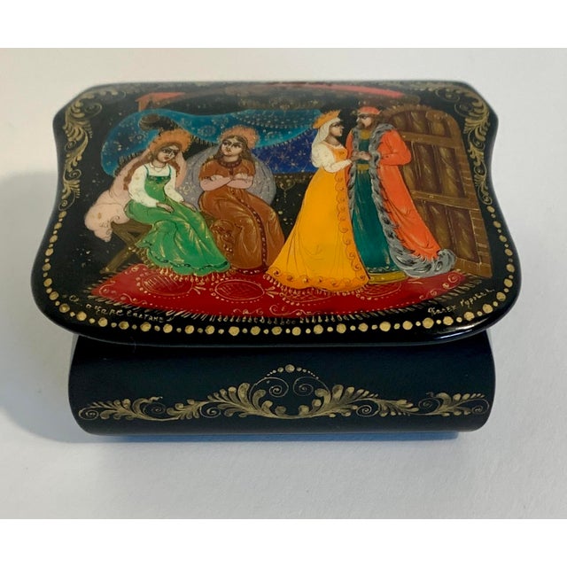 Vintage Hand Painted Russian Lacquer Box, Signed | Chairish