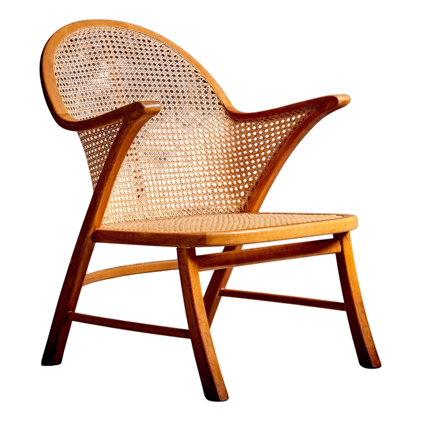 Armchair with Vienna Cane Weaving attributed to Frits Schlegel, 1940s | Chairish