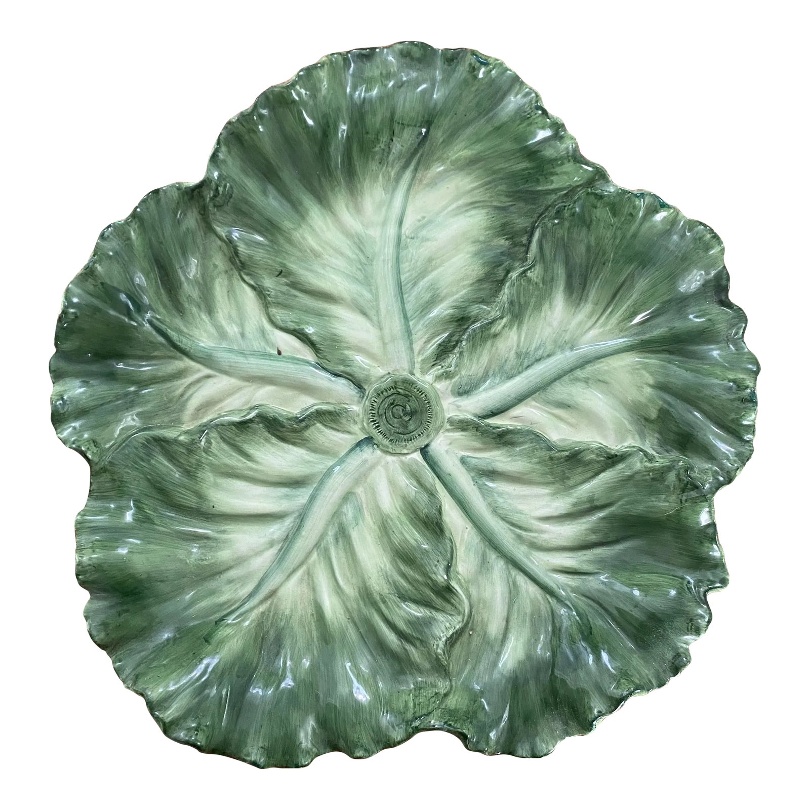 Vintage Cabbage Style Ruffled Serving Platter | Chairish