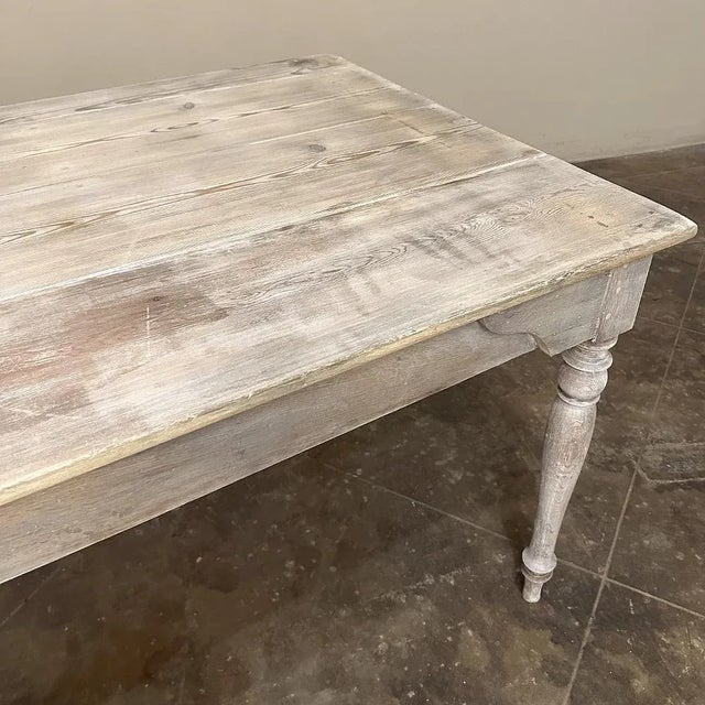 Antique Rustic Country French Whitewashed Dining Table | Chairish