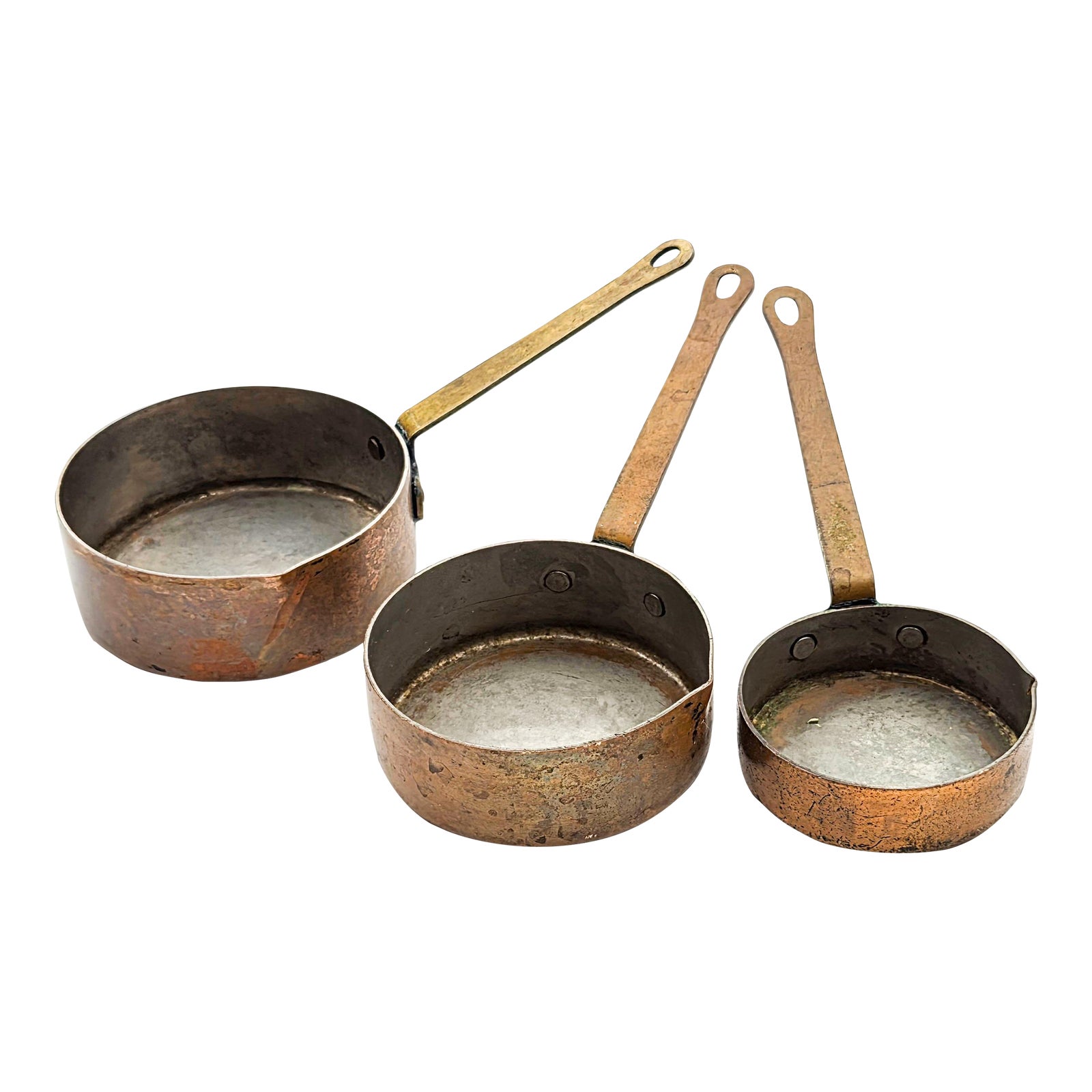 Antique French Copper Measuring Cups- Set of 3 | Chairish