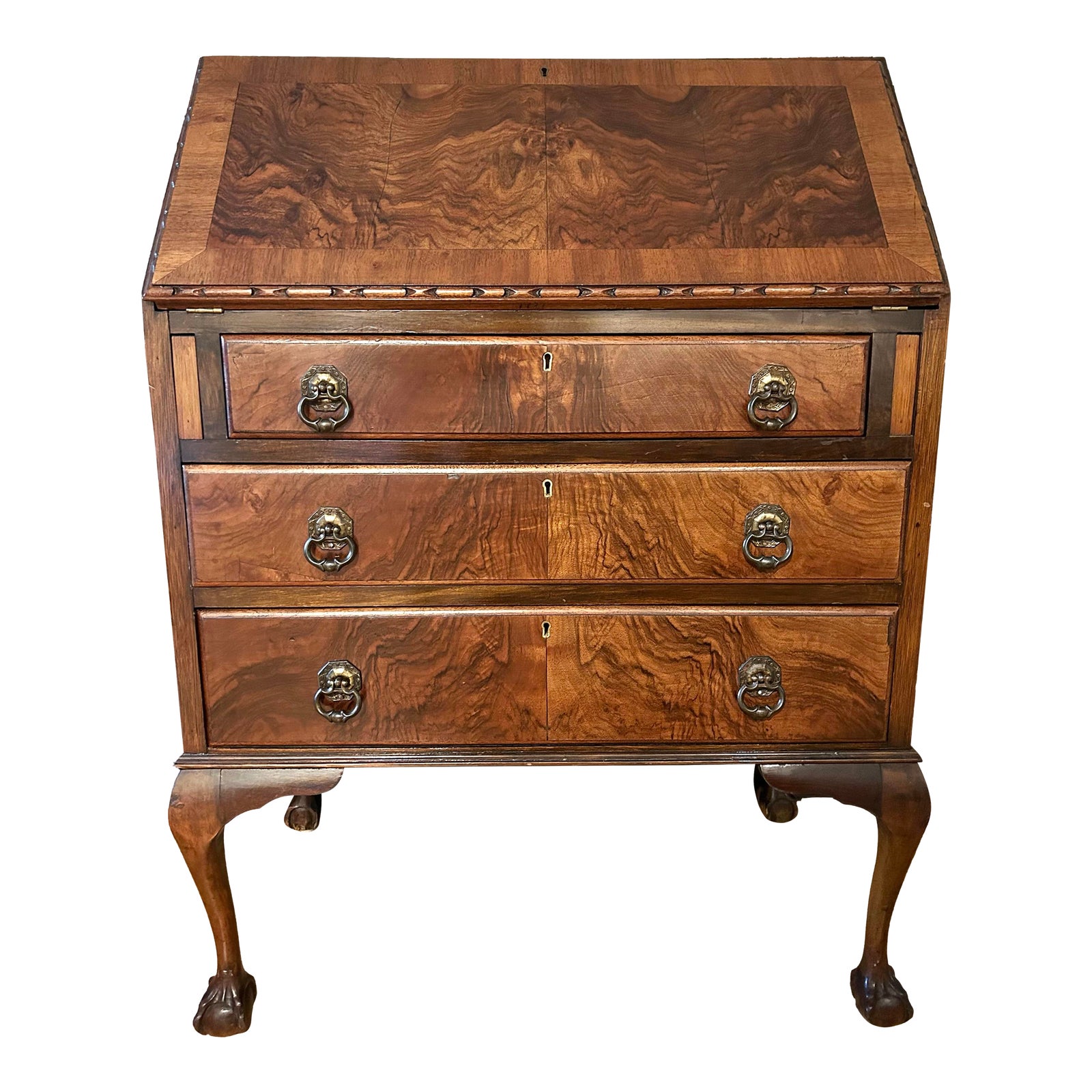 Antique 1860’s Slant Front Queen Anne Desk With Ball and Claw Feet ...