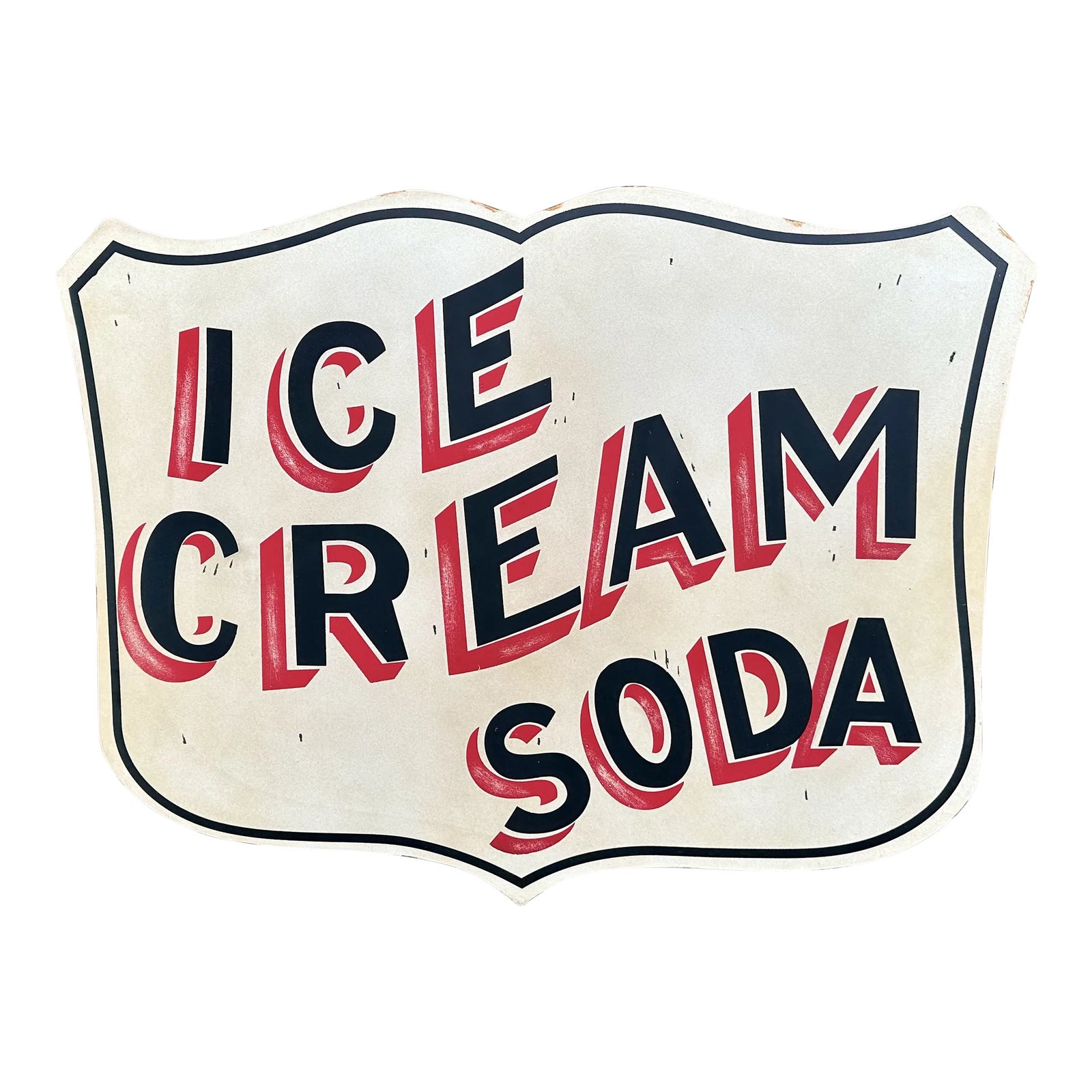 Large Pottery Barn Vintage-Style Metal Ice Cream Soda Sign | Chairish