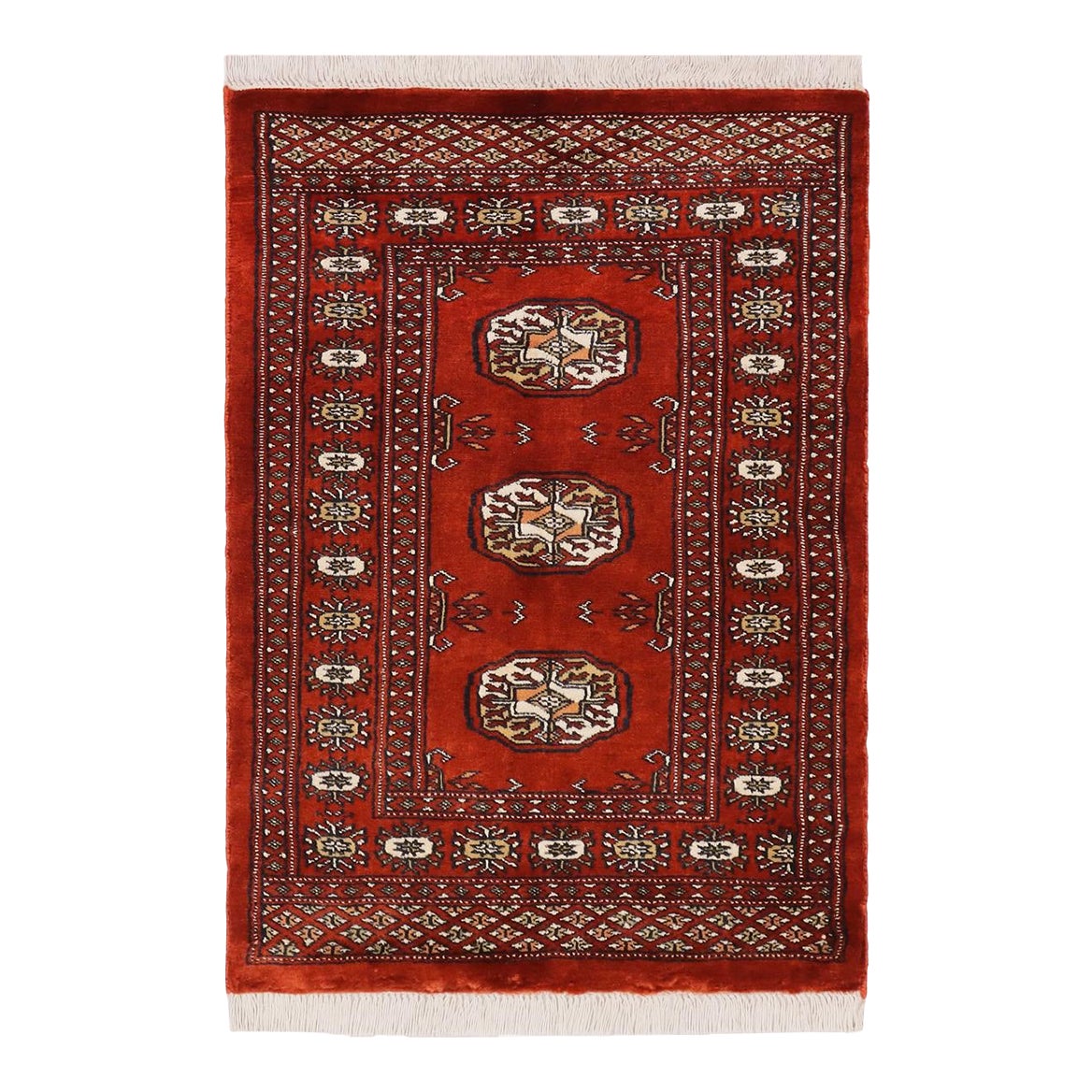 1980s 1980s Elephant Foot Print Bokhara Rust/Beige Wool Rug (2'0'' X 3 ...