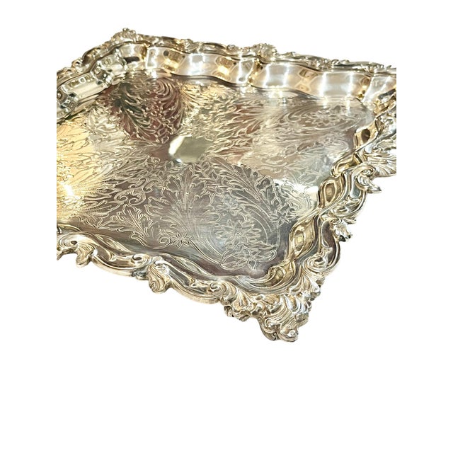 Vintage Birmingham Silver Company Silver Footed Salver Tray With Shell ...