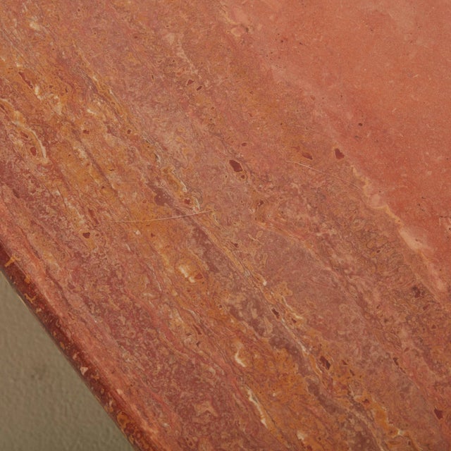 Modern Red Travertine Coffee Table with Wood Base, Belgium 1970s | Chairish