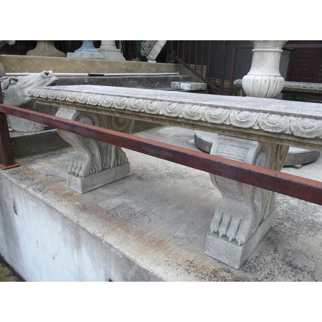 Pair of Sculpted Italian Limestone Garden Benches With Shaped Legs and ...