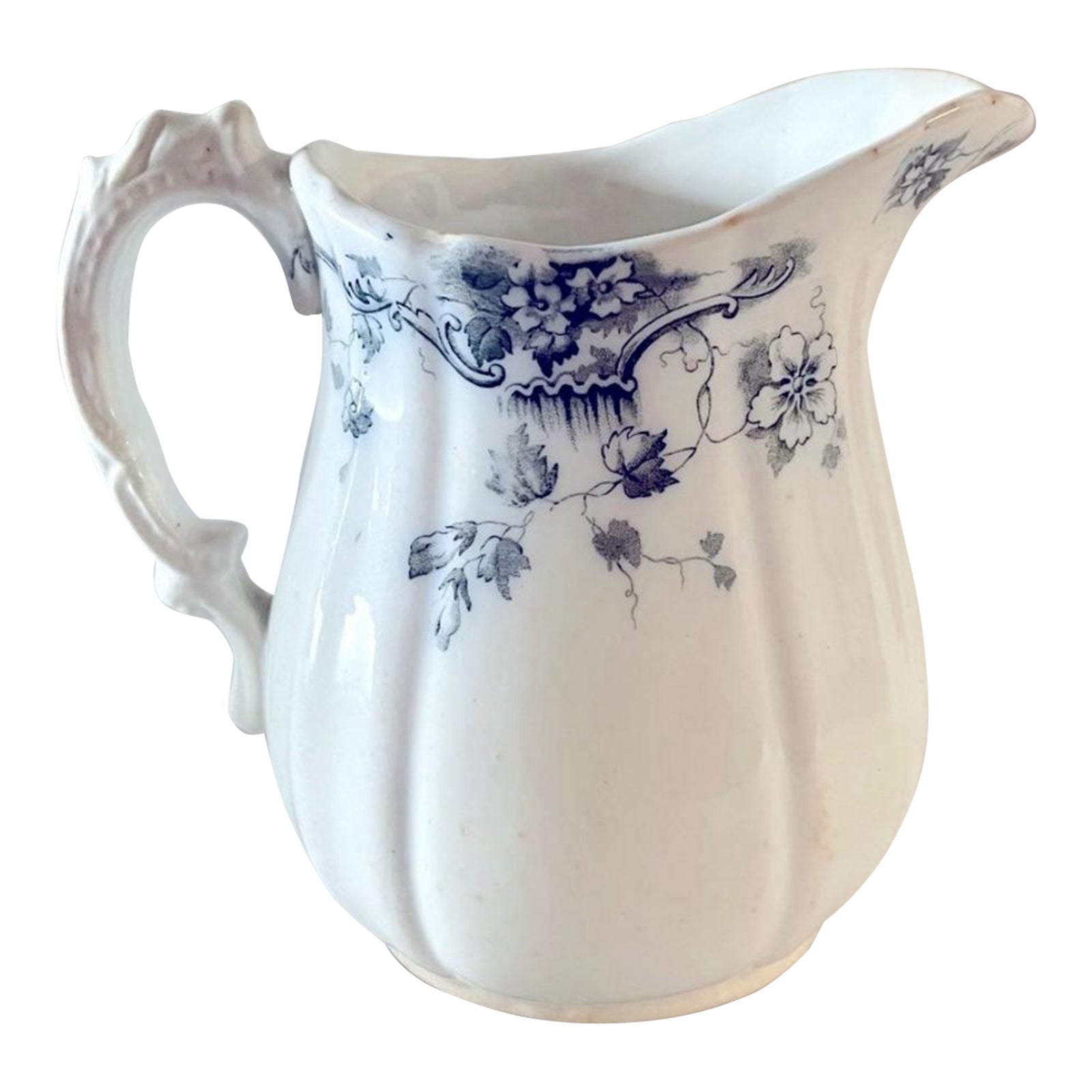 Antique Alfred Meakin Blue Oban Pitcher | Chairish