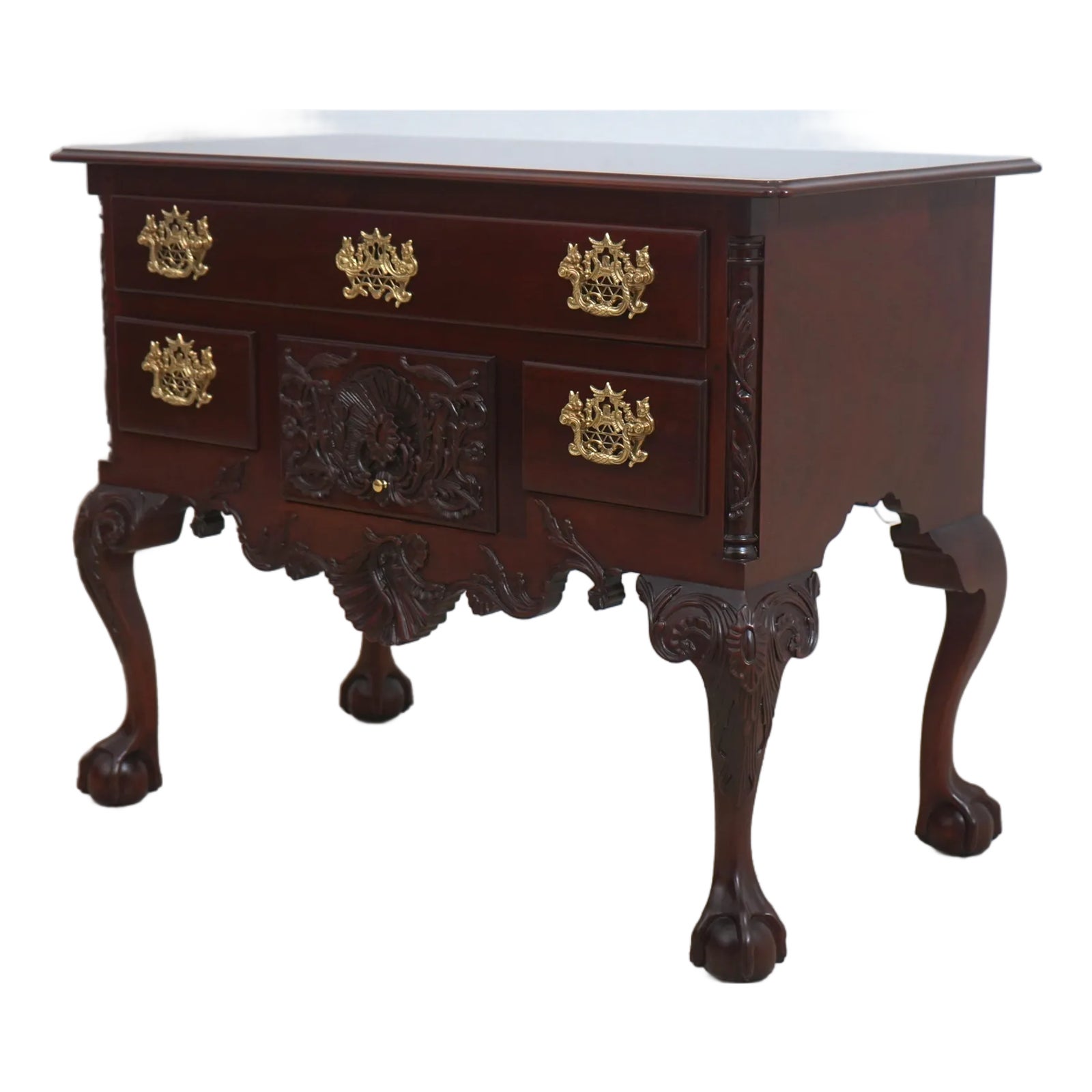 1990s Kindel Winterthur Ball & Claw Mahogany Lowboy | Chairish