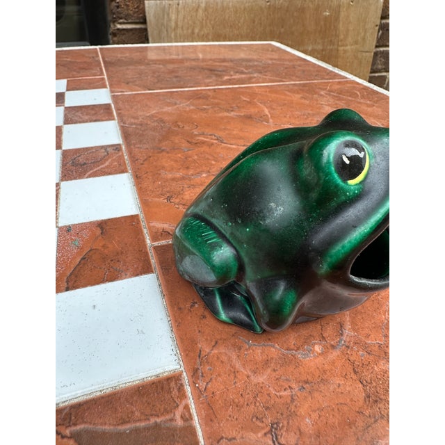 1970s Green Painted Ceramic Frog Ashtray | Chairish