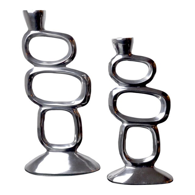 Pair of Circle Candlesticks by Matthew Hilton, England, 1980 | Chairish