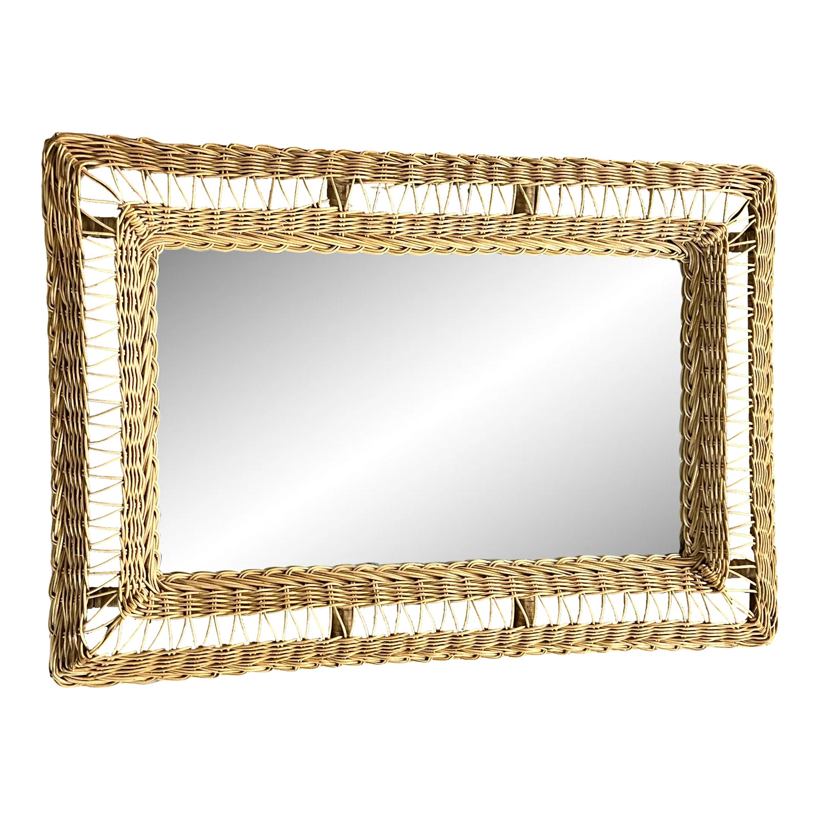 Vintage Boho Chic Rattan Mirror - Hangs Vertically or Horizontally ...