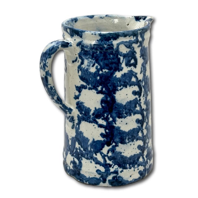 Antique Late 19th Century American Extensivly Blue Spongeware Decorated ...