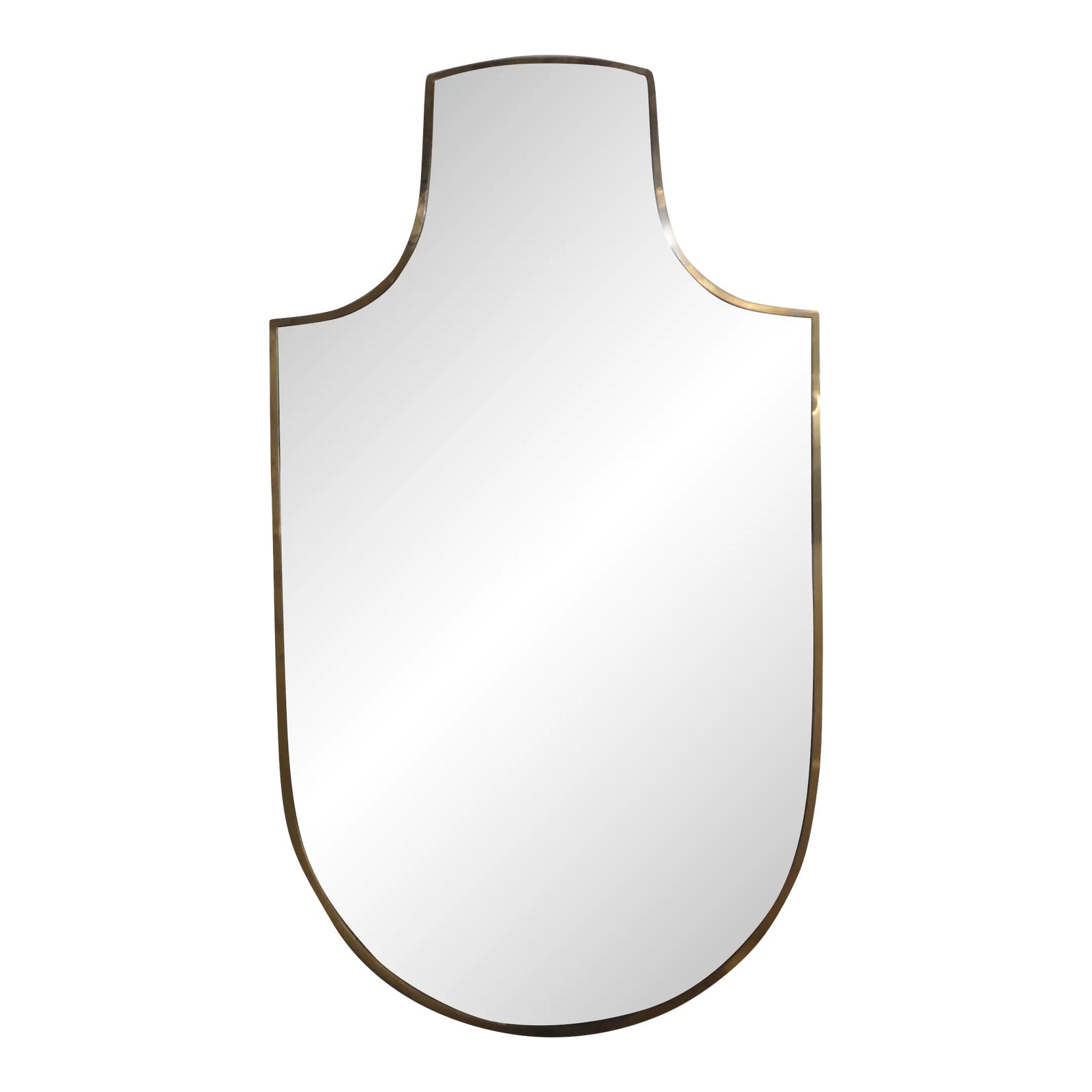 1950s Italian Modern Brass Shield Shaped Mirror | Chairish