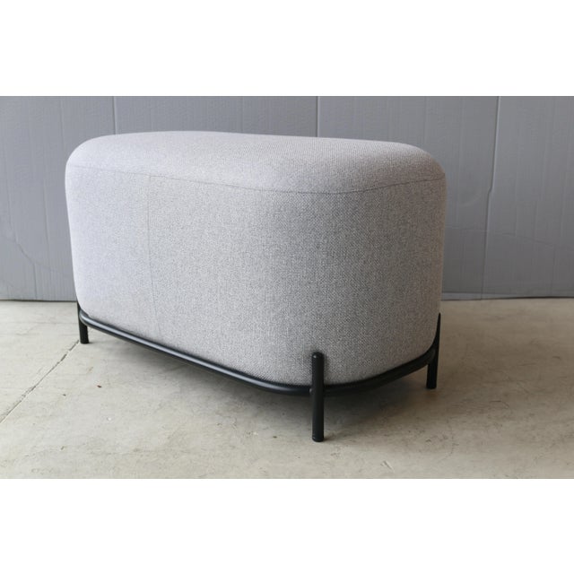 Torre & Tagus Pender Pin Leg Upholstered Grey Bench | Chairish