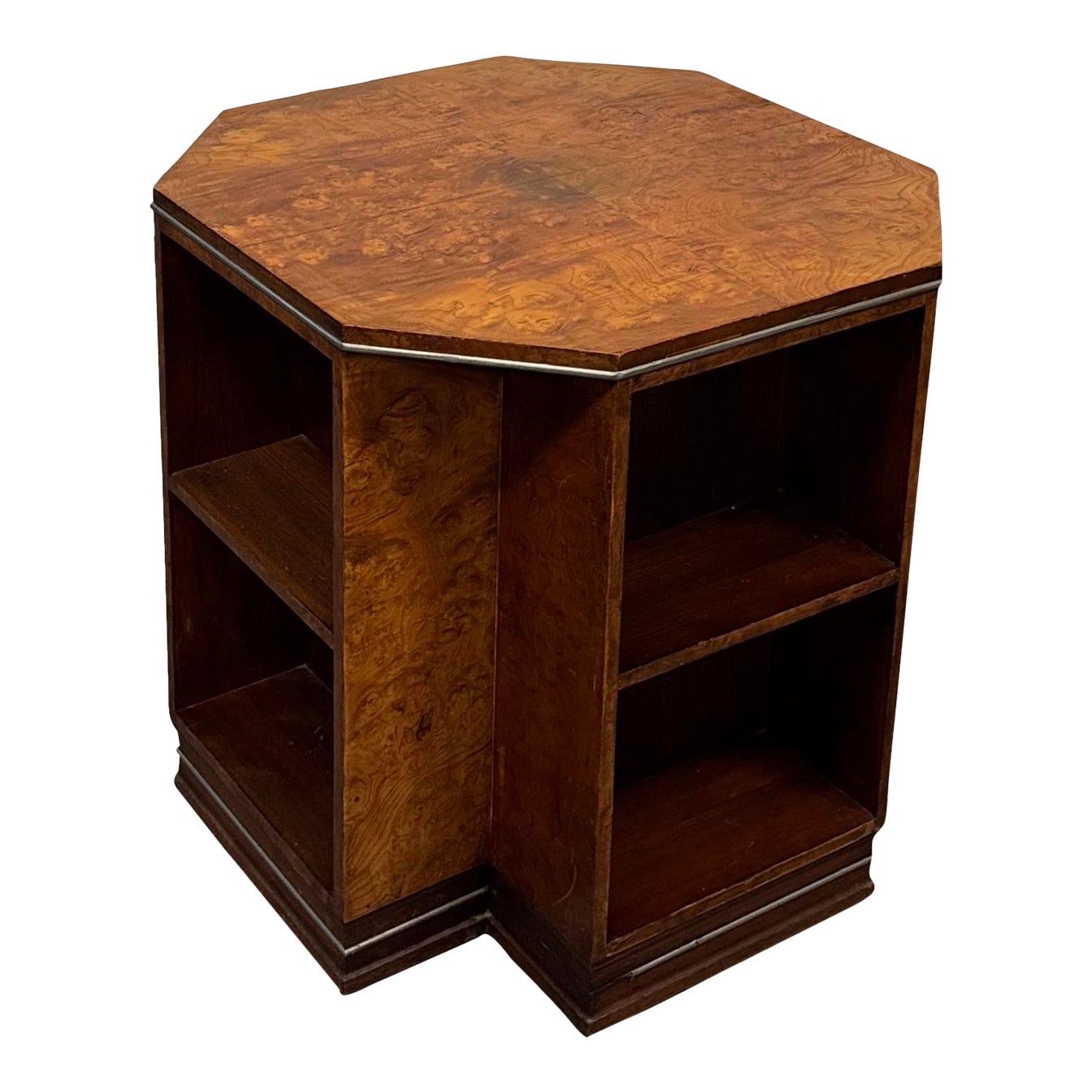 1920s Art Deco Octagonal Low Bookcase With Hidden Compartment | Chairish