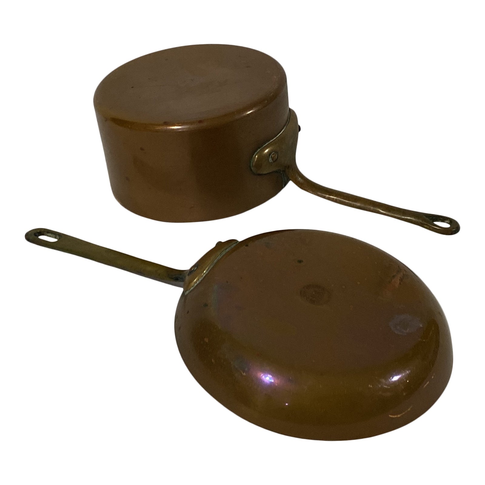 vintage-country-kitchen-copper-pot-pan-set-2-pieces-chairish