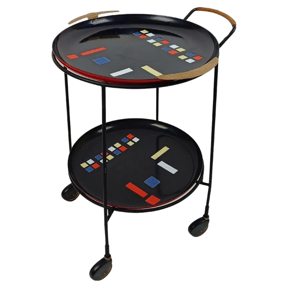 Mid-Century Italian Rounded Cart attributed to Siva Poggibonsi, 1960s ...