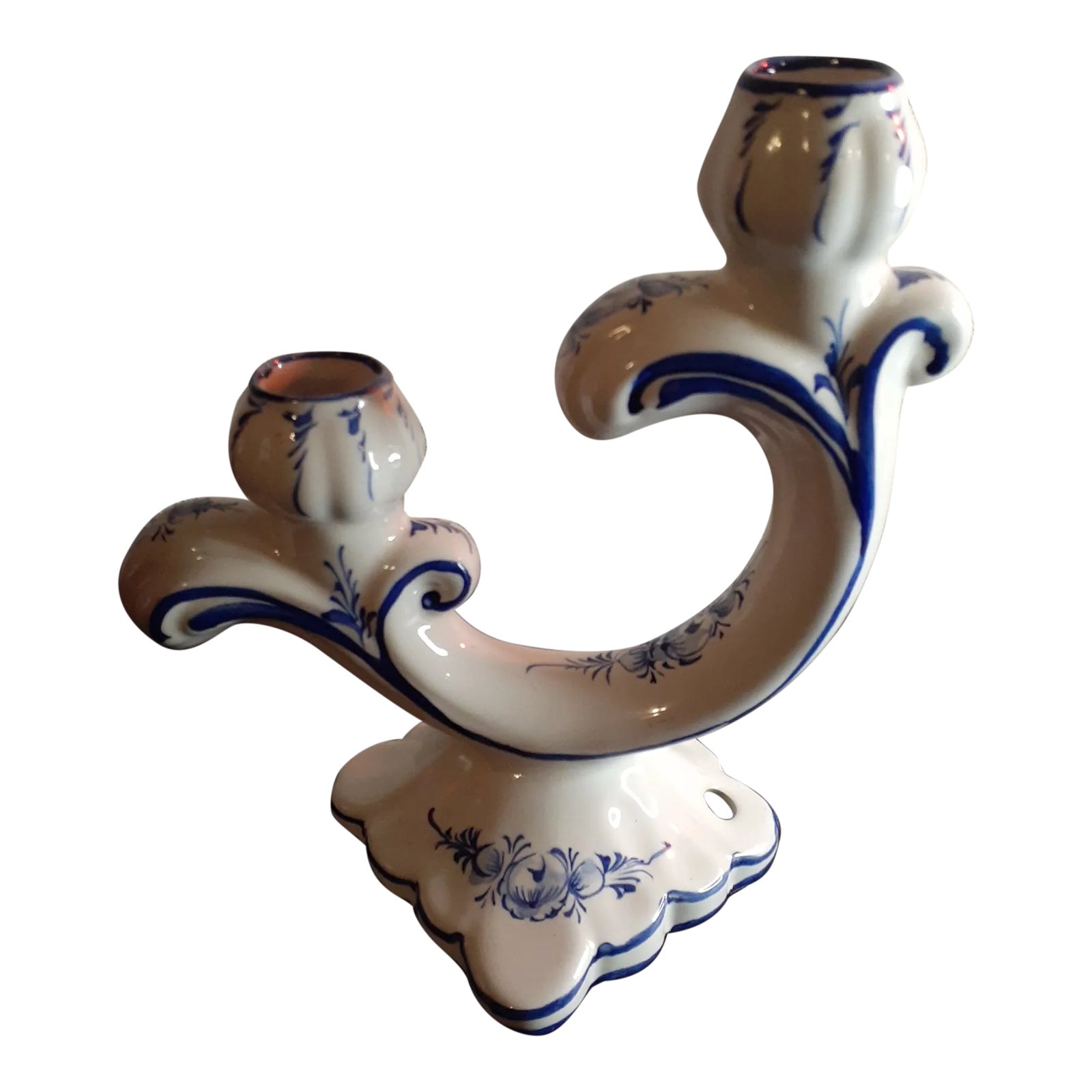 1960s RCCL Handpainted Dual Candle Holder Made in Portugal | Chairish