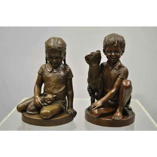 Vintage Bronze Charles Parks the Franklin Mint Statue Sculpture Girl ...