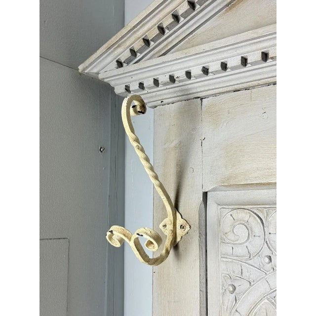 Hand Painted and Carved Hall Tree Mirror With Hooks | Chairish