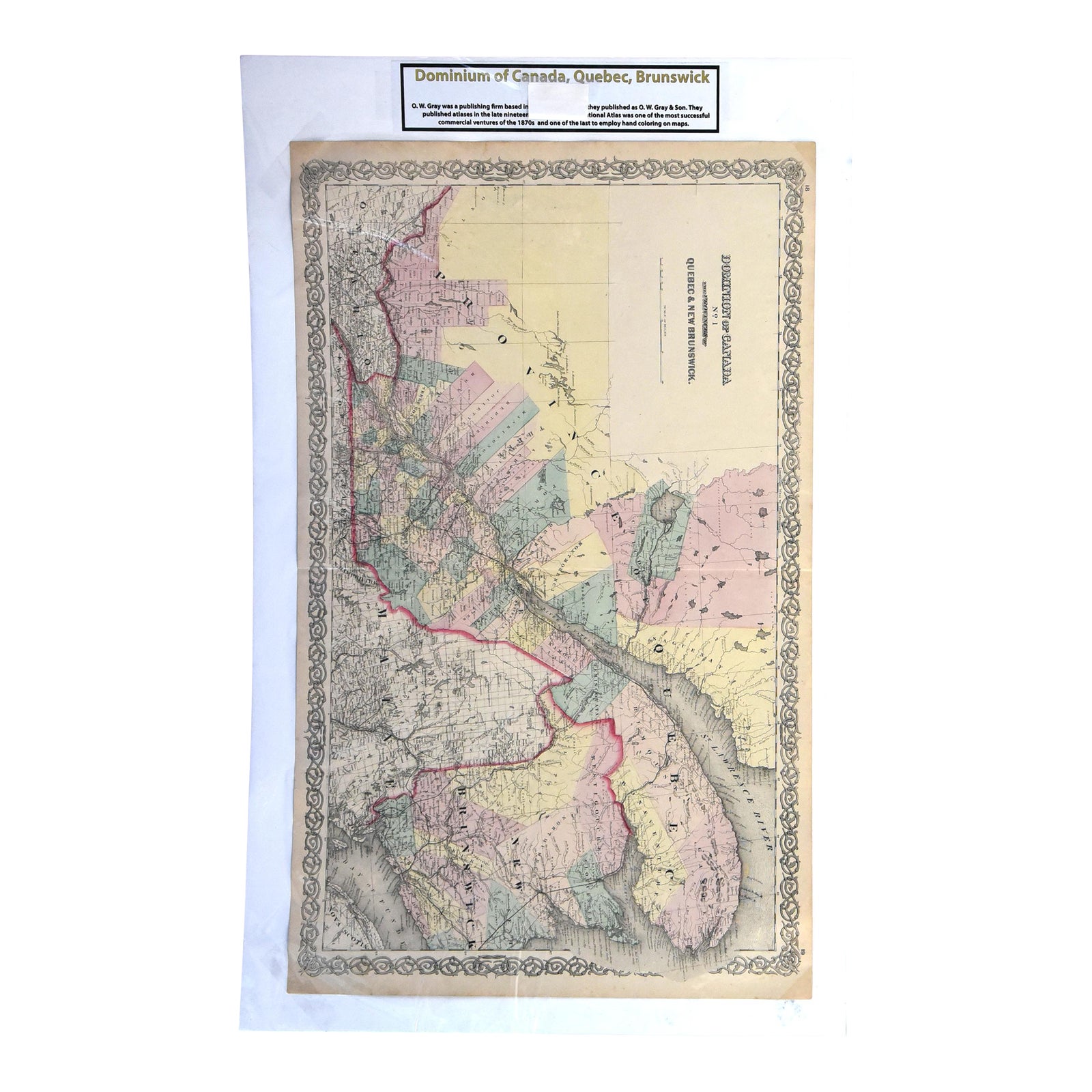 Antique 1870s g.w. Gray & Son Map: Dominion of Canada - Quebec & New ...