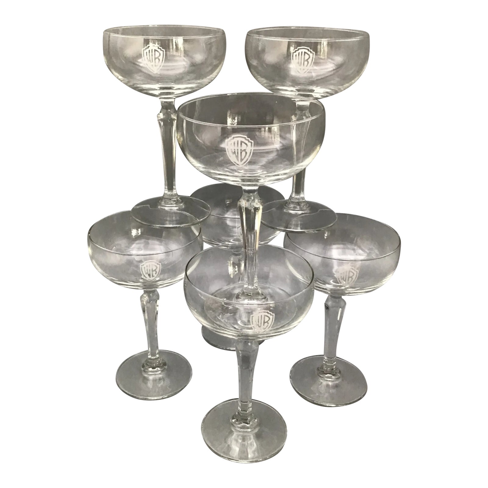 Warner Brothers Studio Logo on Fostoria Glass Champagne Coupes-set of 7 ...
