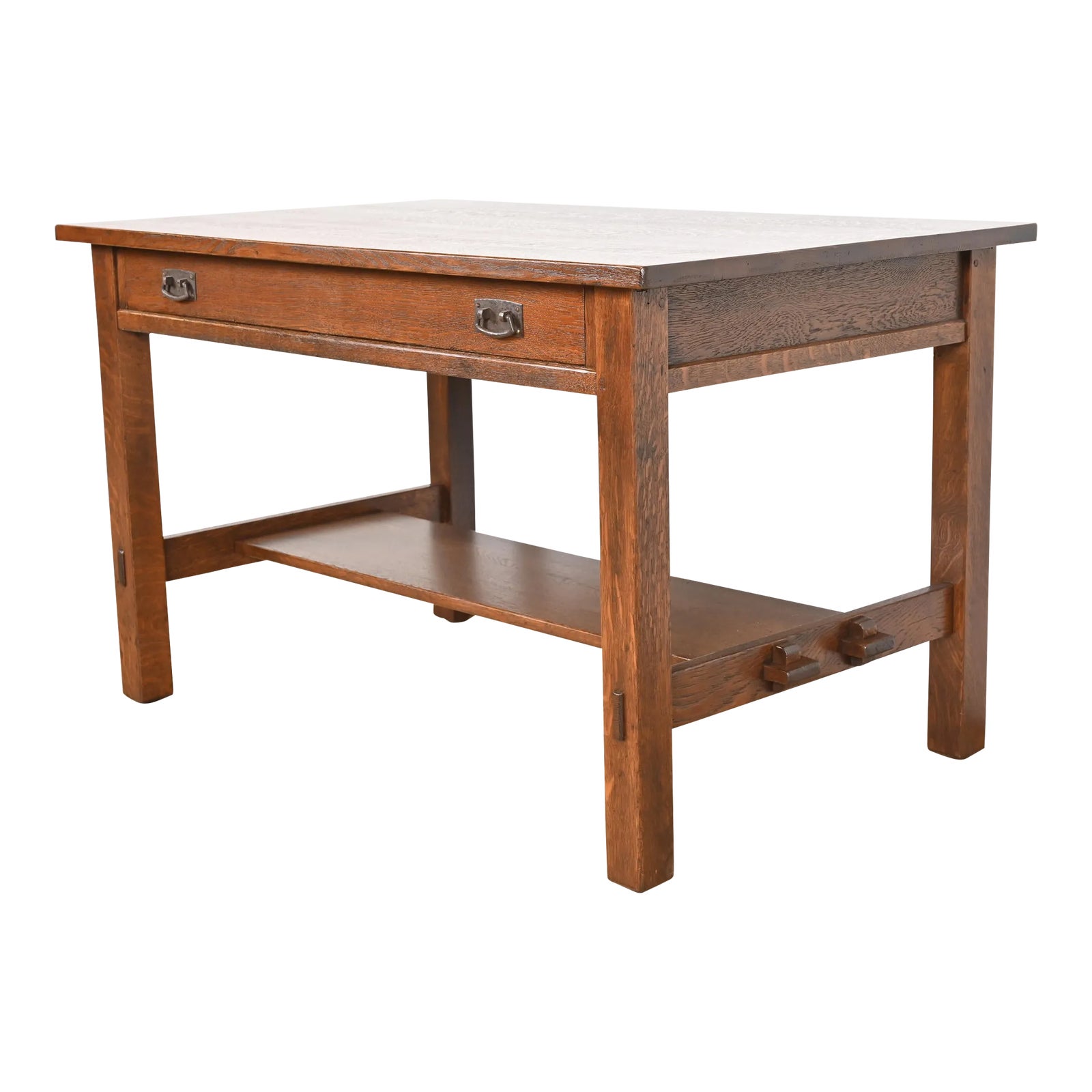 Antique Stickley Mission Oak Arts And Crafts Writing Desk Or Library