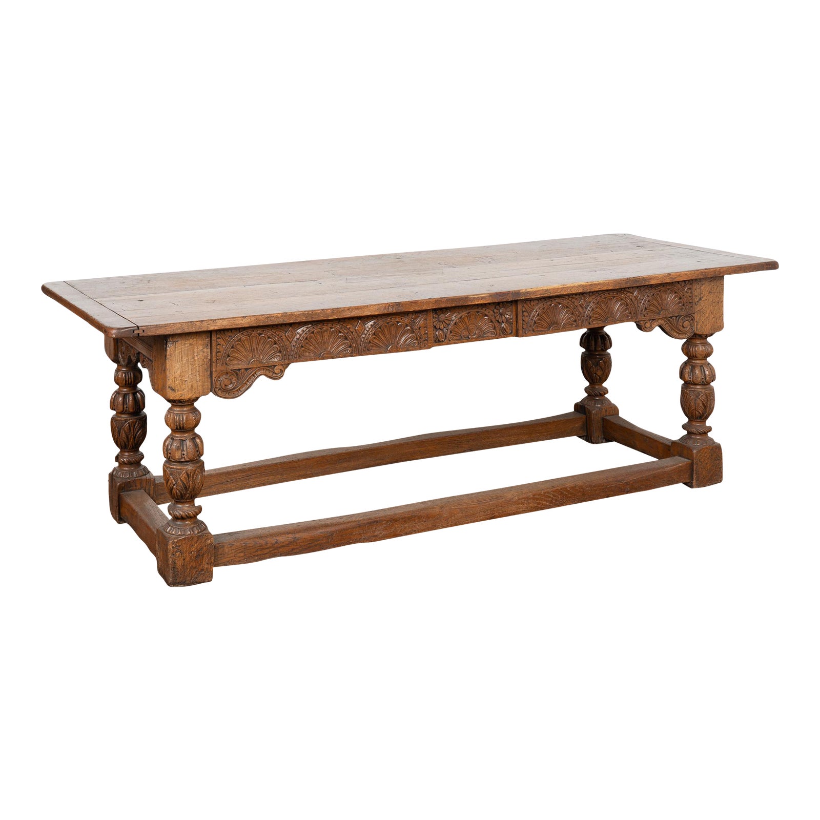 19th Century French Oak Refectory Table Library Console Table | Chairish