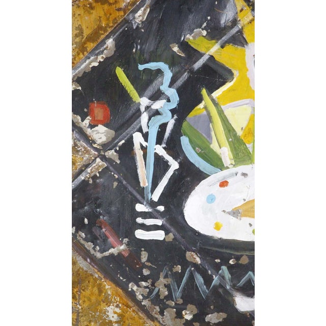 Mladen Novak Abstract Antique Tin Panel Painting | Chairish