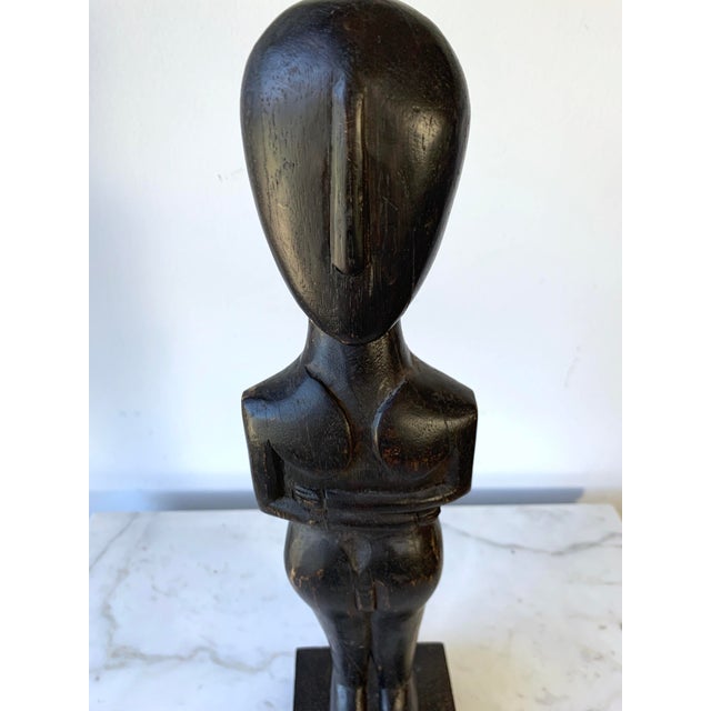 1990's Cycladic Style Figure of a Woman Wooden Sculpture | Chairish
