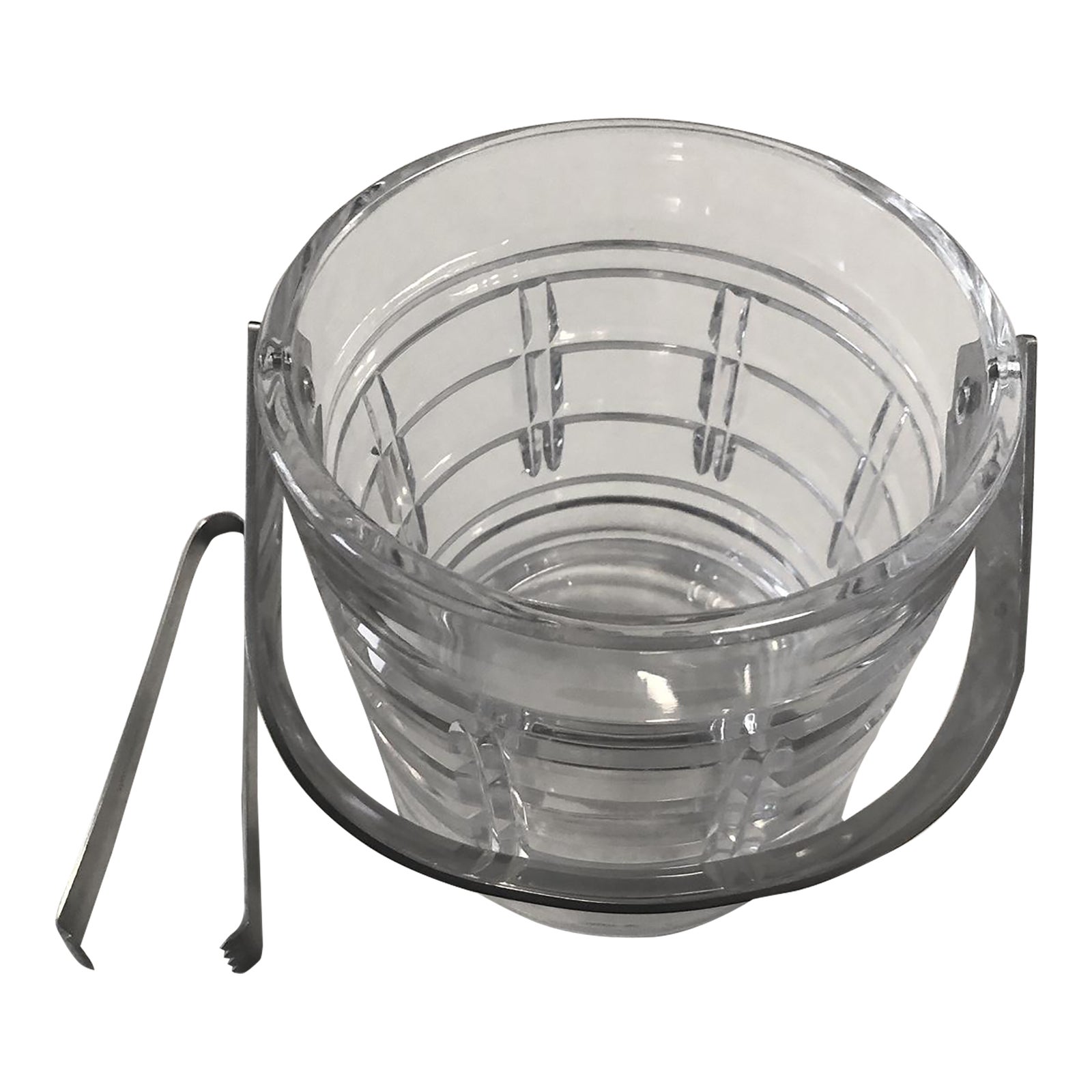1990s Cystal Ice Bucket with Stainless Steel Handle | Chairish