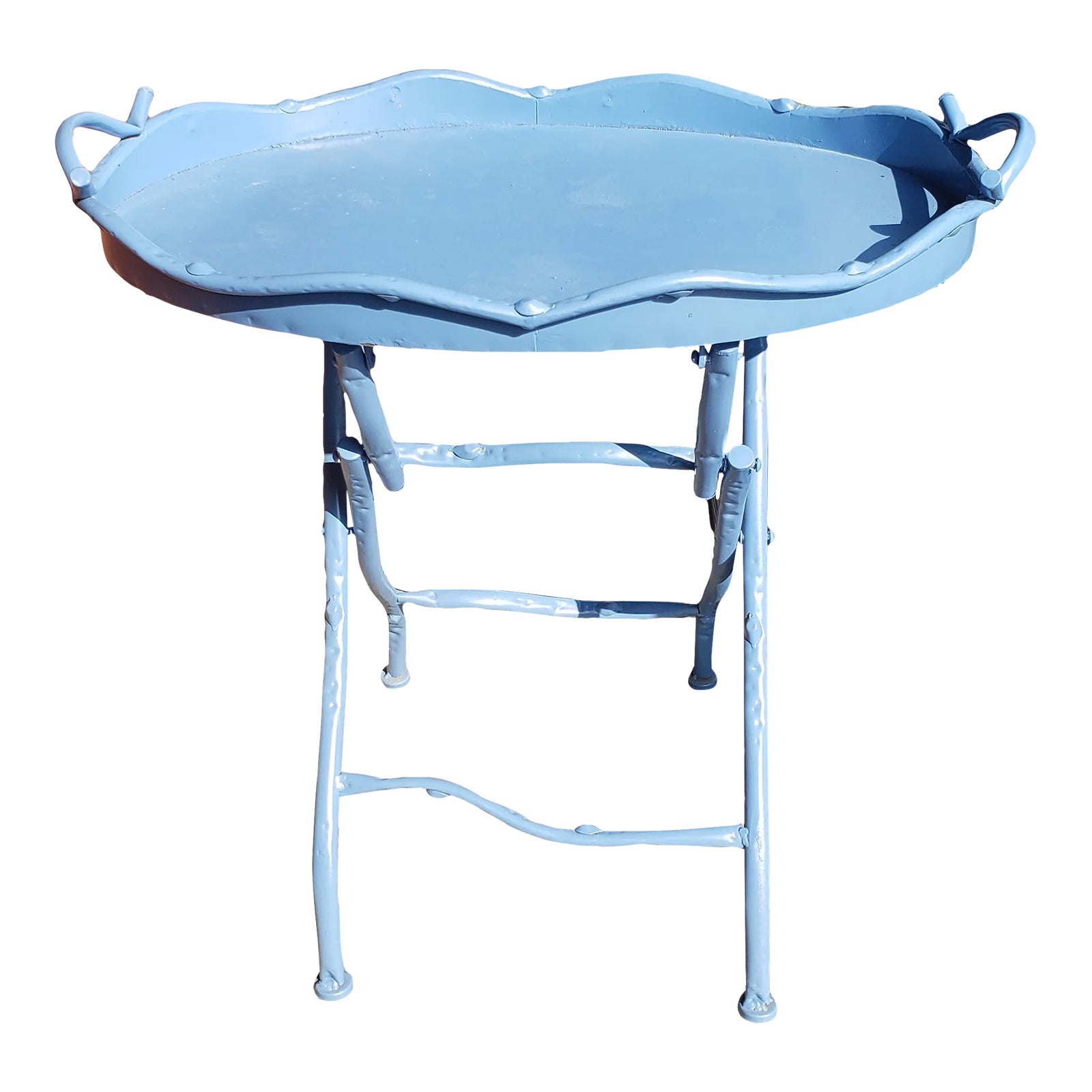 Vintage Metal Folding Tray With Handles | Chairish