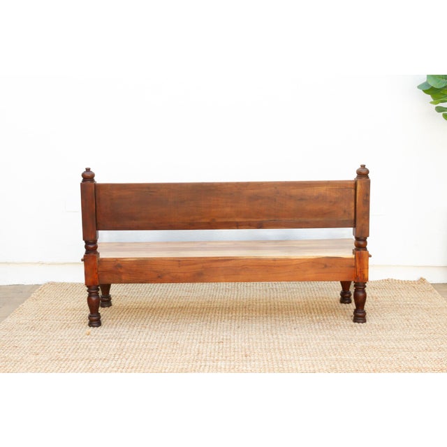 Reclaimed Wood Carved Aqua Beam Bench | Chairish