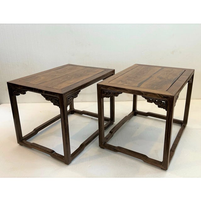 Pair of Ming Dynasty Style Jiajingmu Side Tables | Chairish