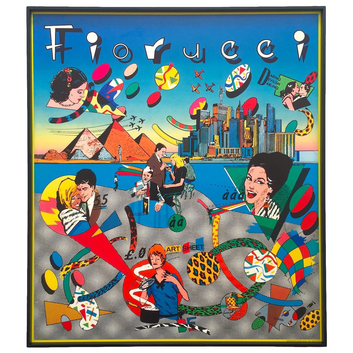 Fiorucci Vintage 1980 Post Modern Memphis Framed New Wave Italian ...